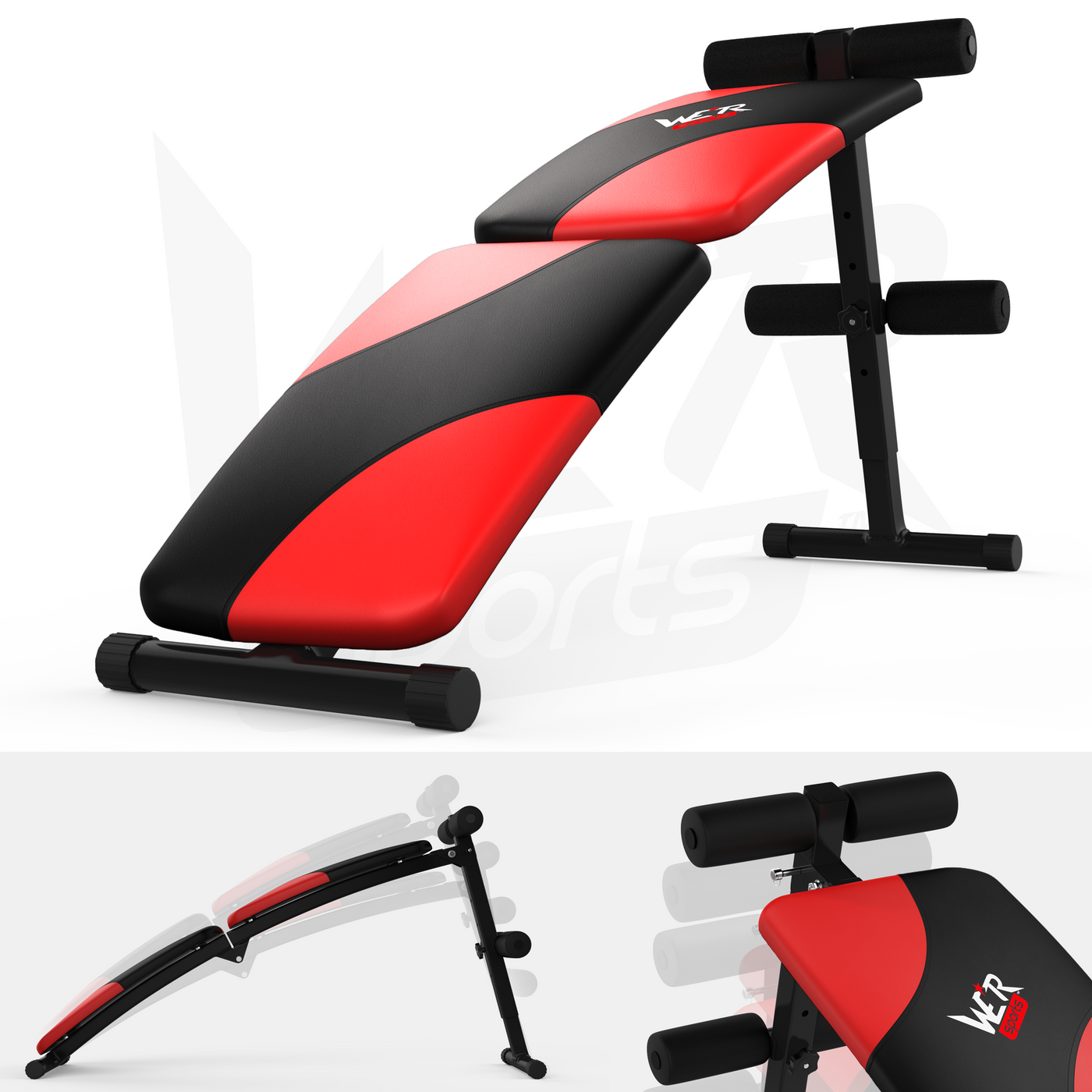 AbRipX 2 Ab Crunch Sit Up Bench BLACK-RED