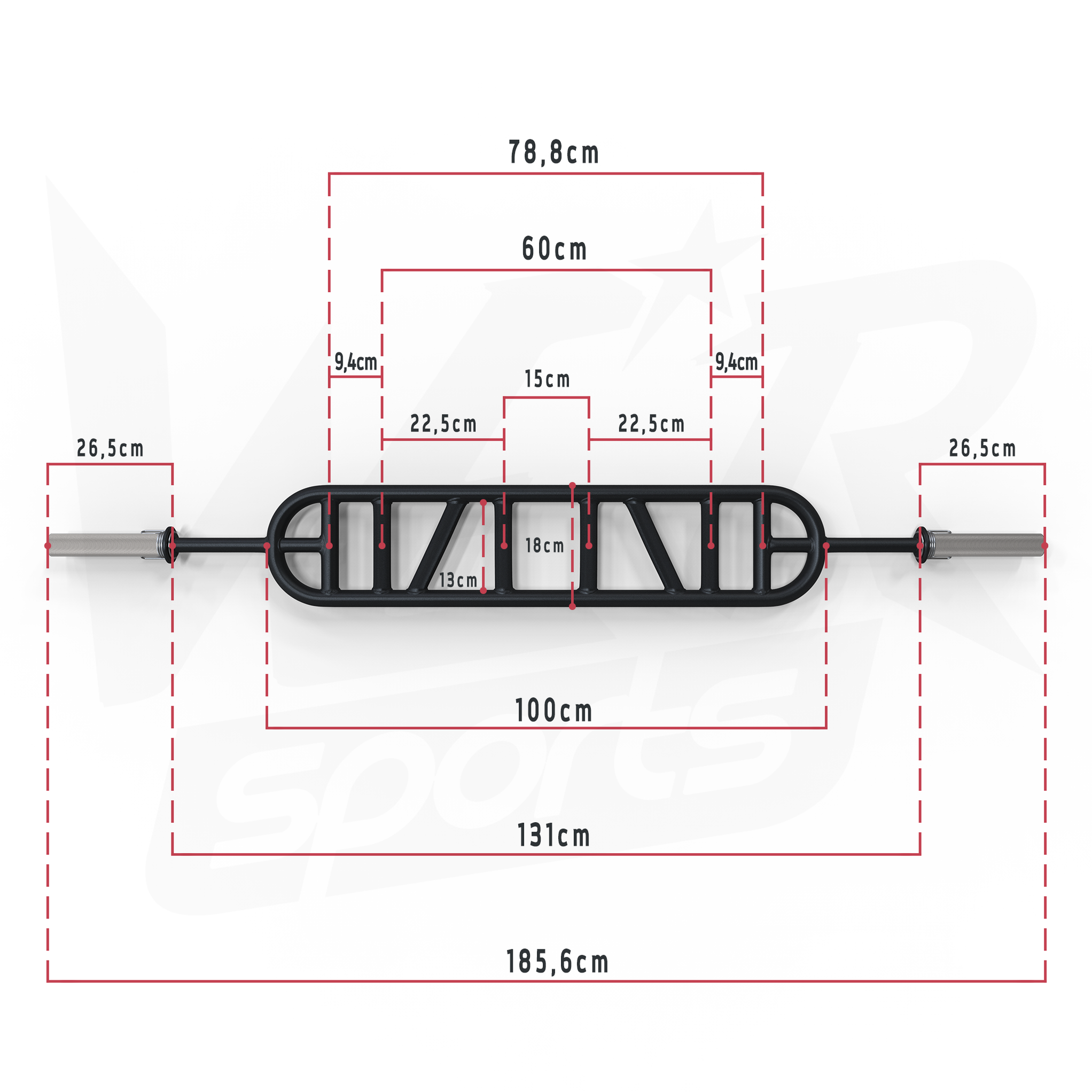 Multi Handle Grip Triceps Bar 2" BLACK