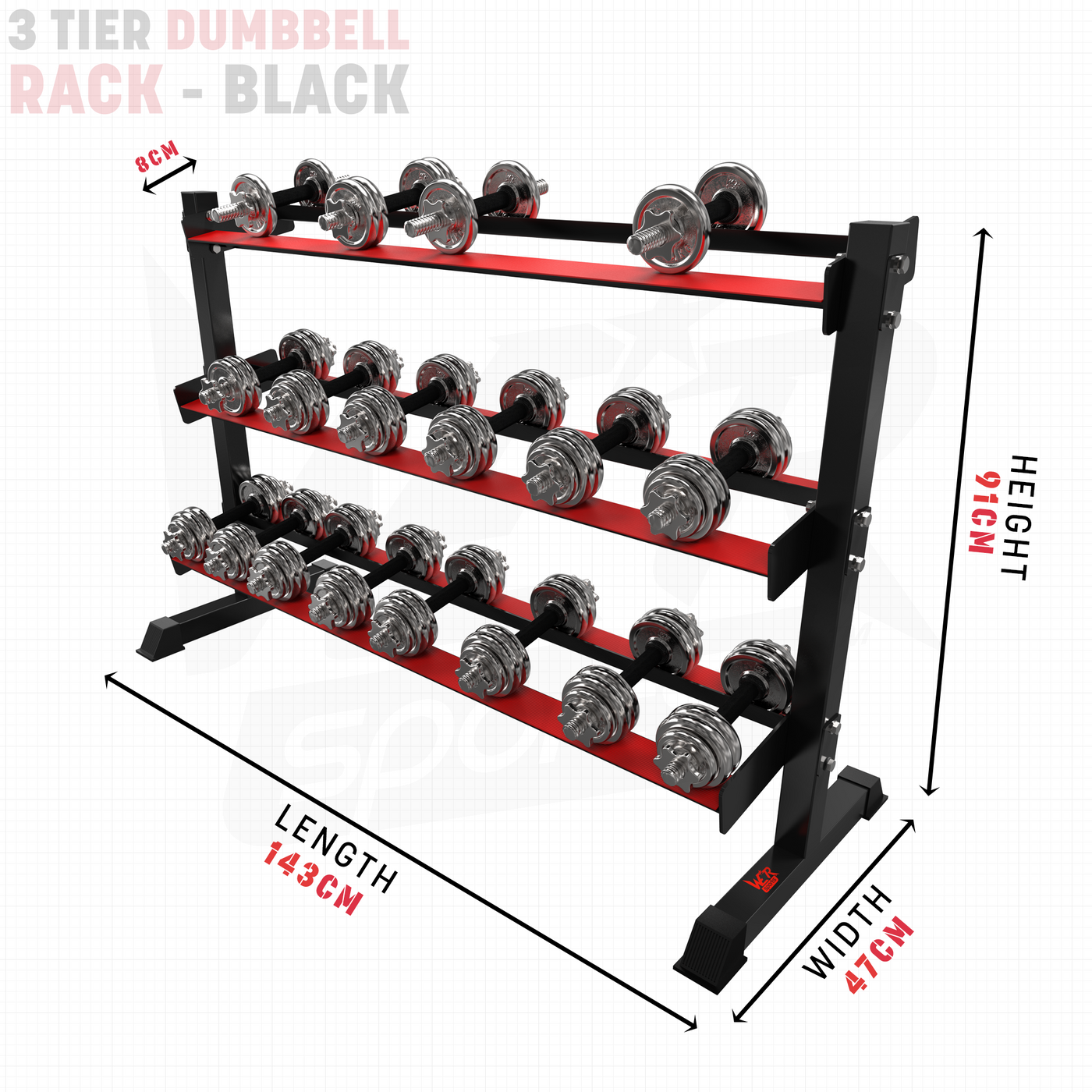 We R Sorts 3 Tier Dumbbell Rack SILVER